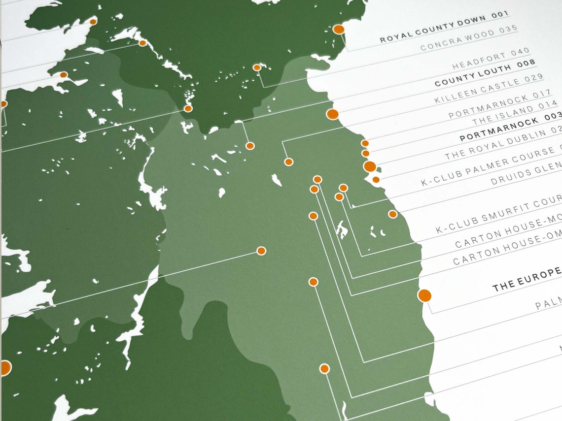Ireland Golf Map Checklist Top 50 Courses golf Gift, Golf Lover, Golf ...