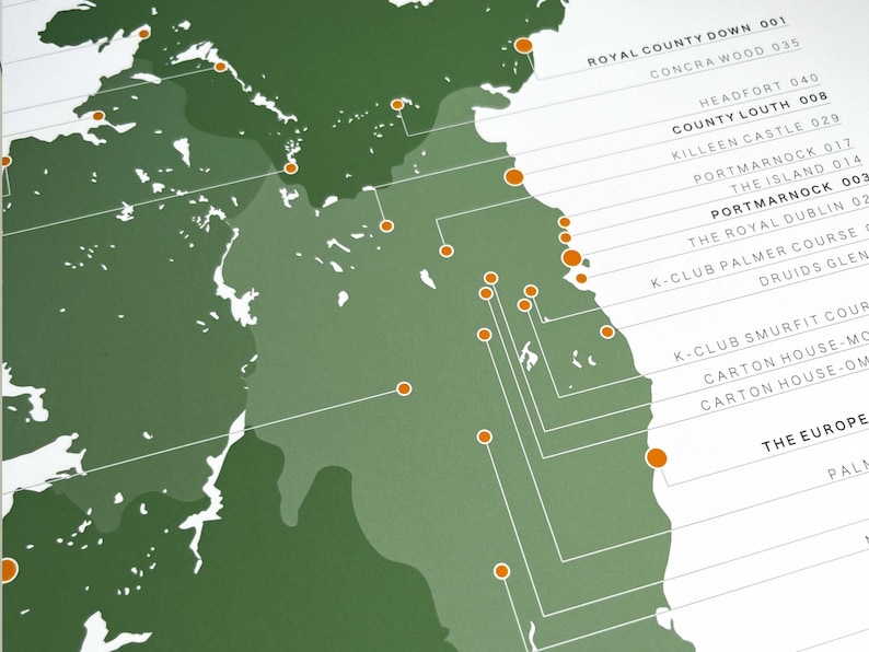 Ireland Golf Map Checklist Top 50 Courses golf Gift, Golf Lover, Golf ...