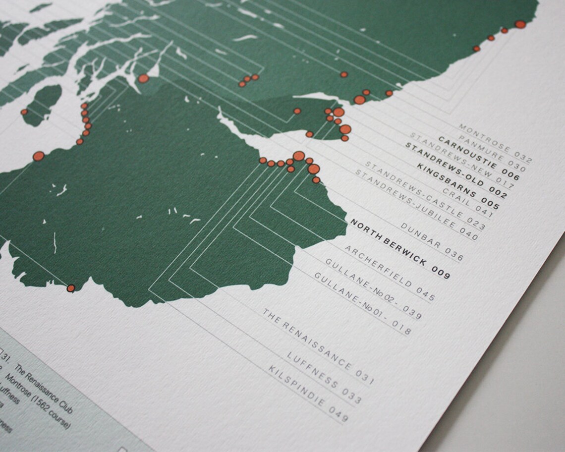 Scotland Golf Map Checklist Top 50 Courses Golf Gift Golf | Etsy