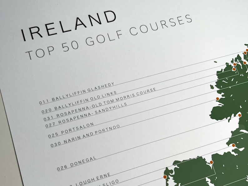 Ireland Golf Map Checklist Top 50 Courses golf Gift, Golf Lover, Golf ...