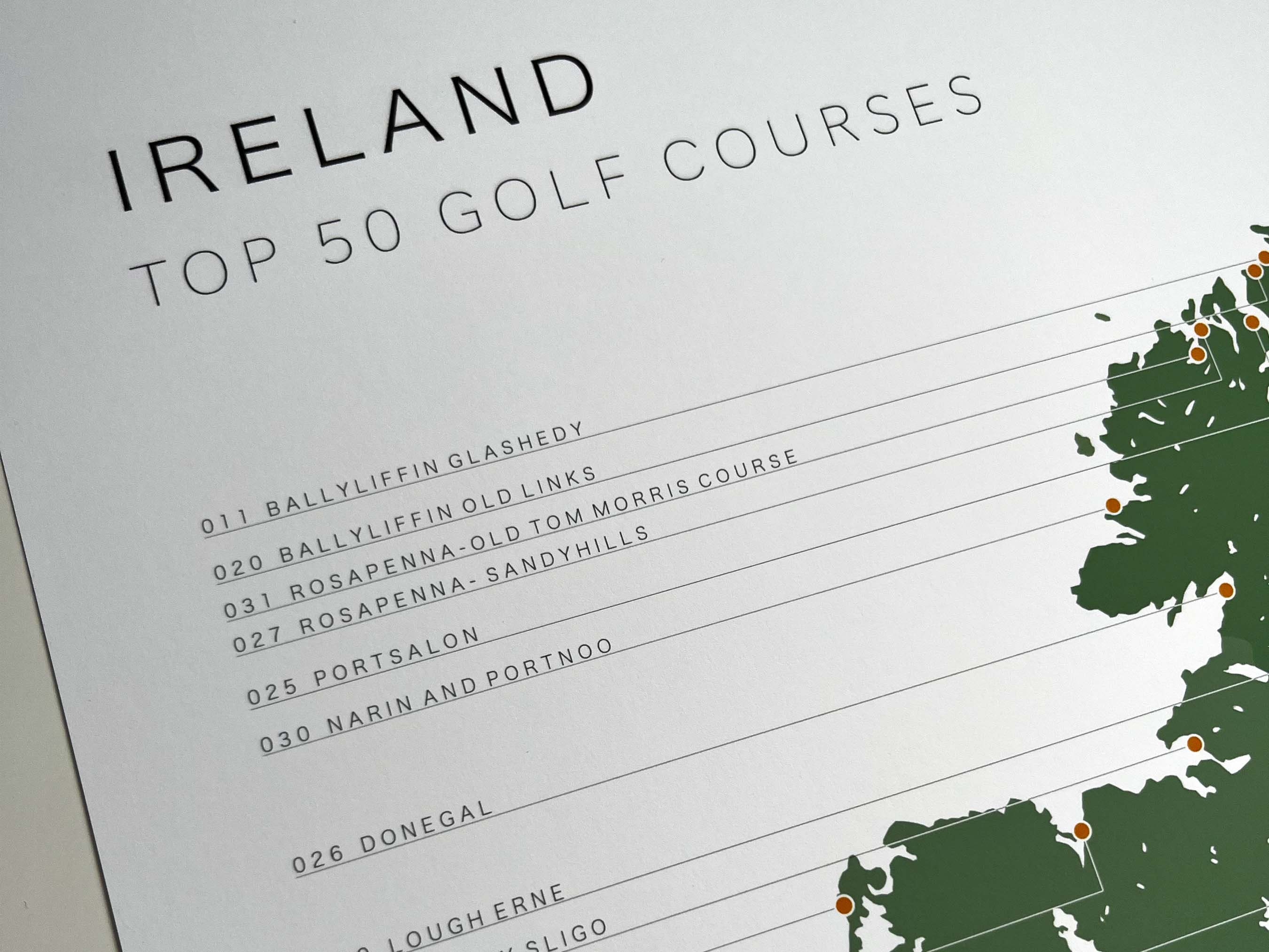 Ireland Golf Map Checklist Top 50 Courses golf Gift, Golf Lover, Golf ...