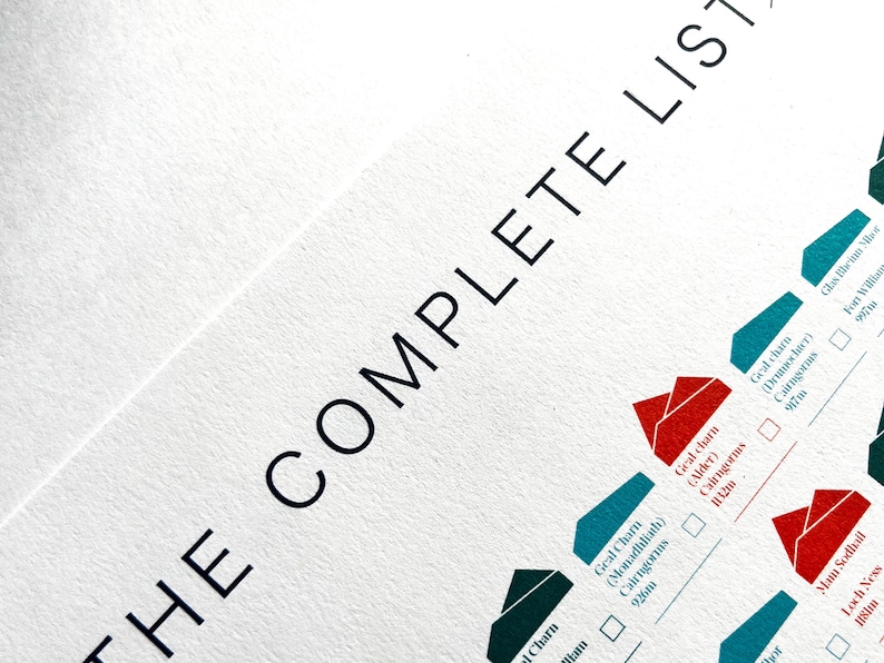 Vibrant Munro Checklist Prints Munro Bagging Checklist - Etsy