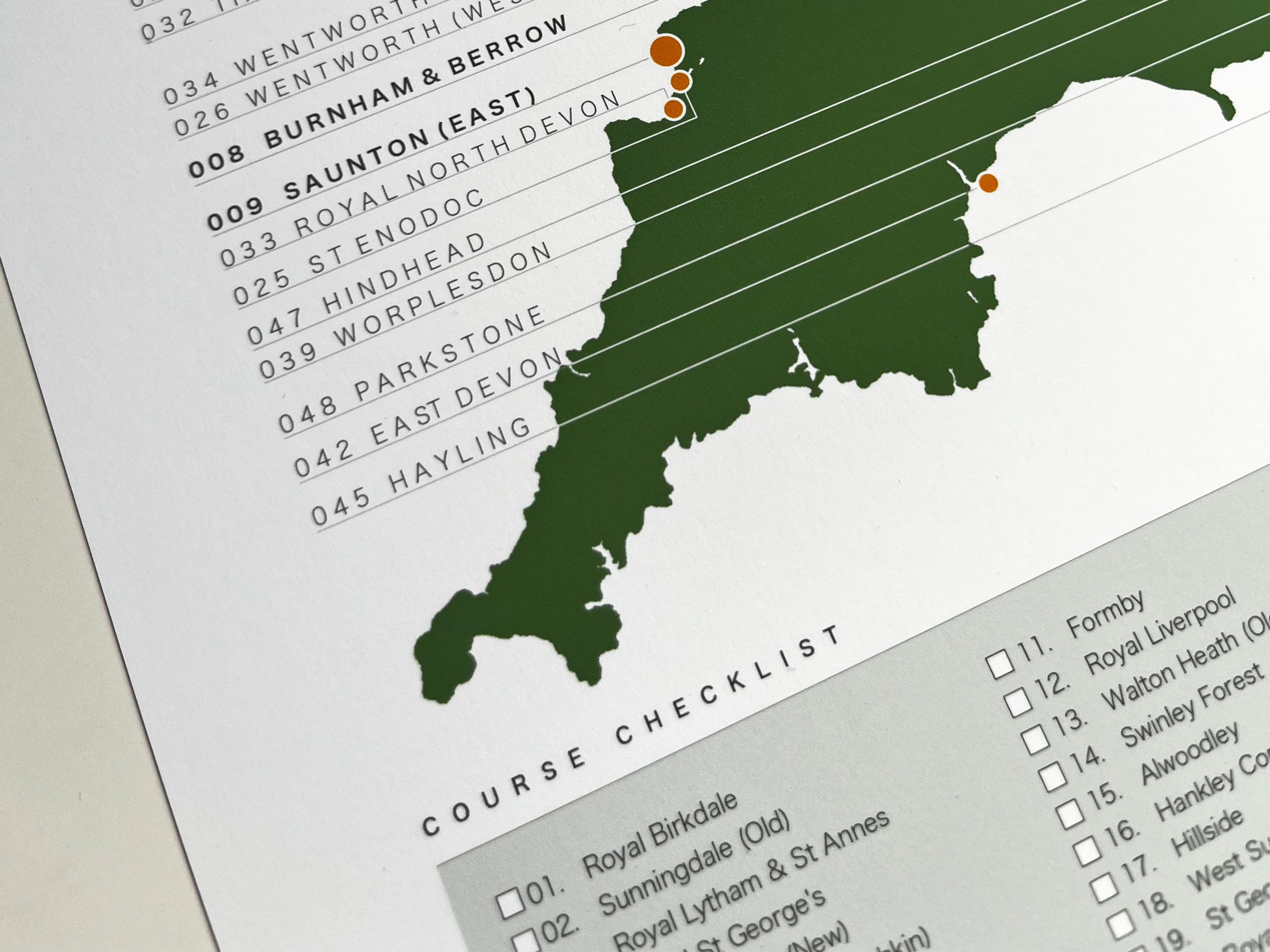 Top 50 English Golf Course Map and Checklist 2026 - England Golf Gift ...