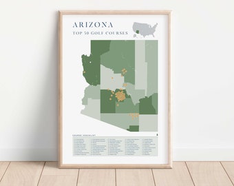 Arizona Golf Map - Etsy