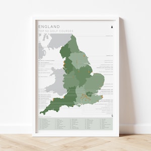 Top 50 English Golf Course Map and Checklist 2026 - England Golf Gift ...