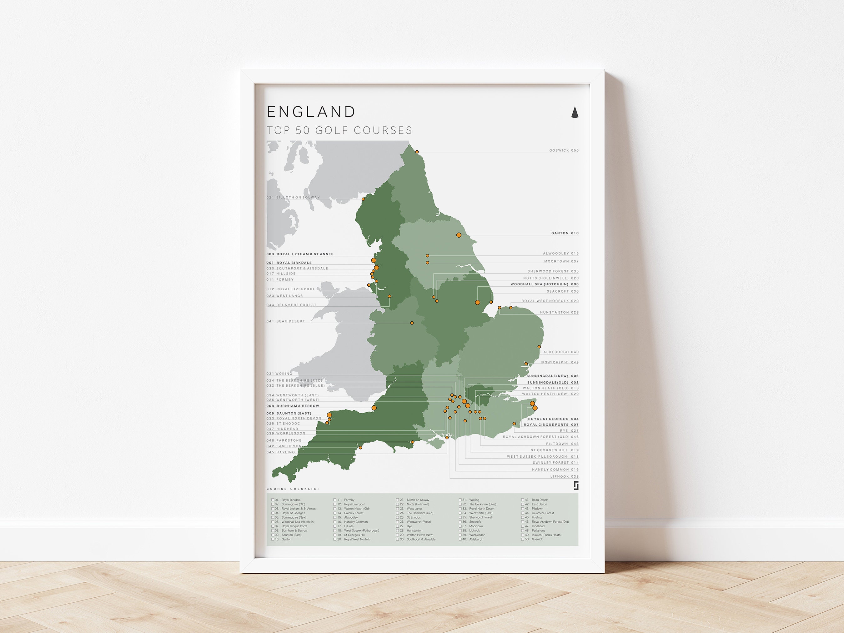 Top 50 English Golf Course Map and Checklist 2026 - England Golf Gift ...