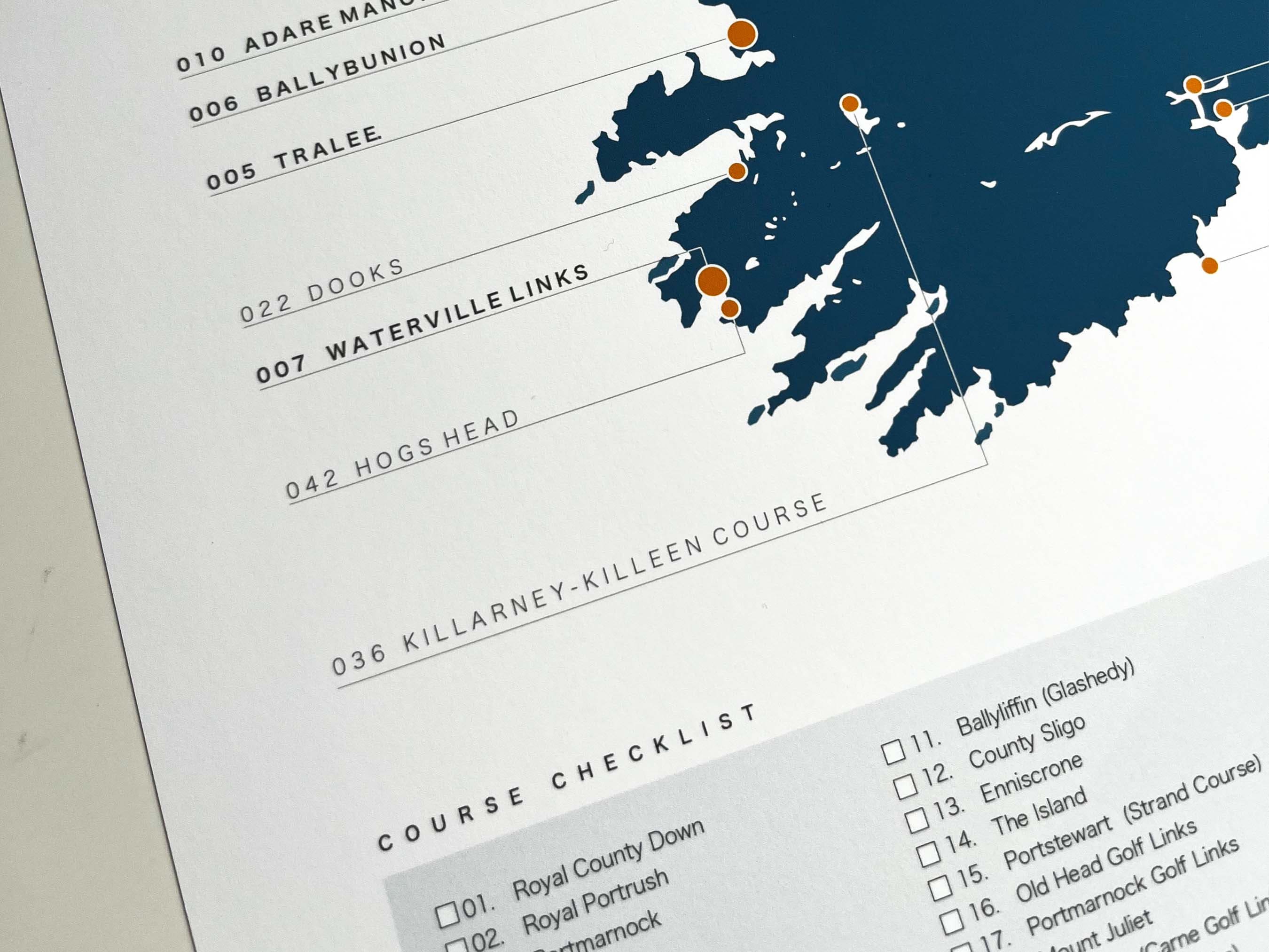 Ireland Golf Map Checklist Blue Top 50 Courses golf Gift - Etsy Ireland