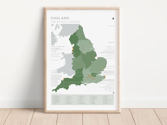 Top 50 English Golf Course Map and Checklist - Etsy UK