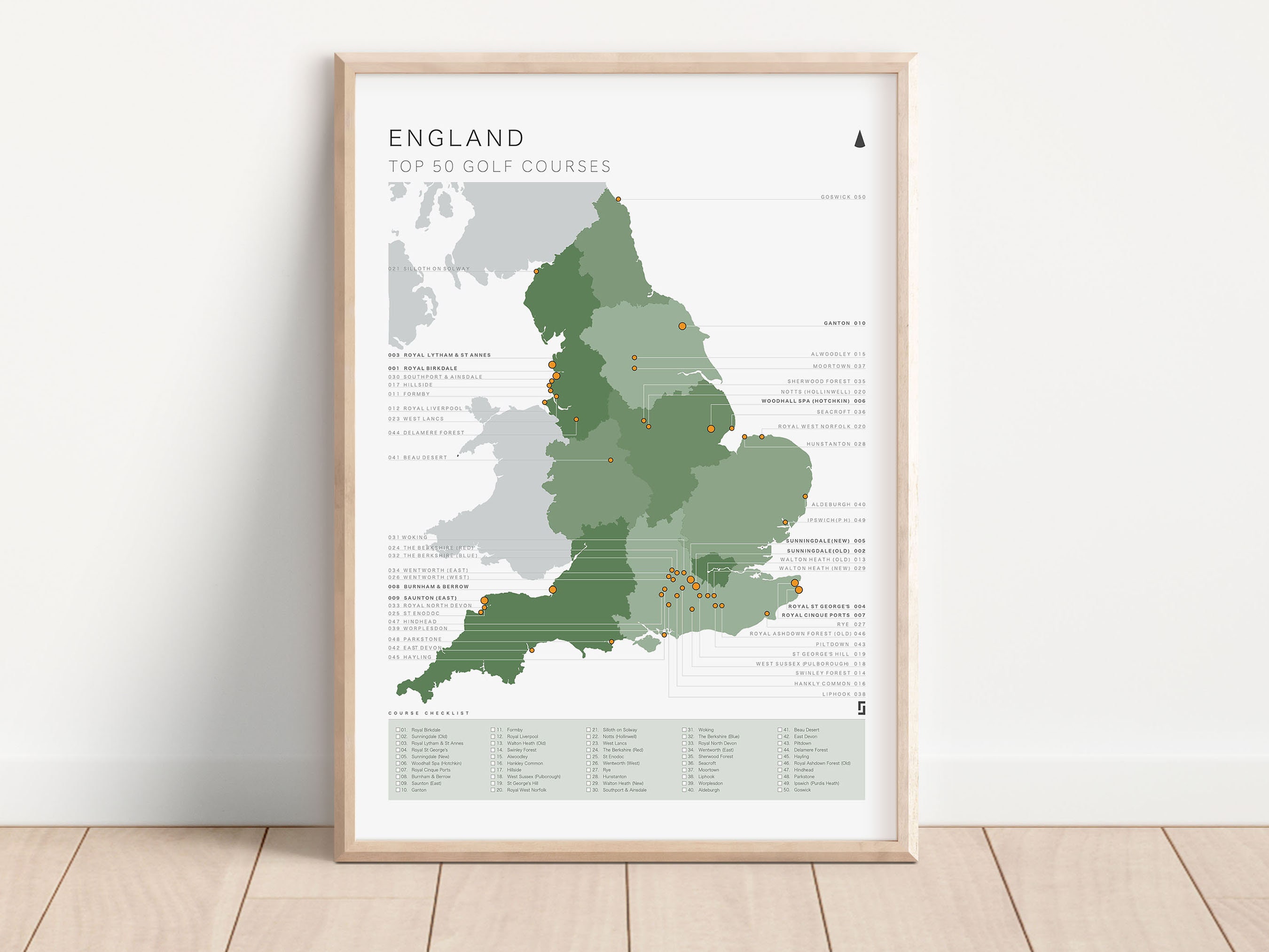 Top 50 English Golf Course Map and Checklist 2025 - Etsy UK