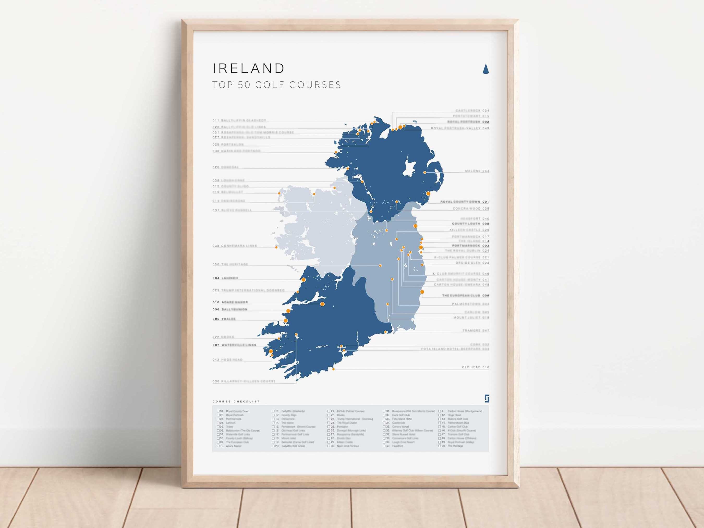 Ireland Golf Map Checklist Blue Top 50 Courses golf Gift - Etsy Ireland