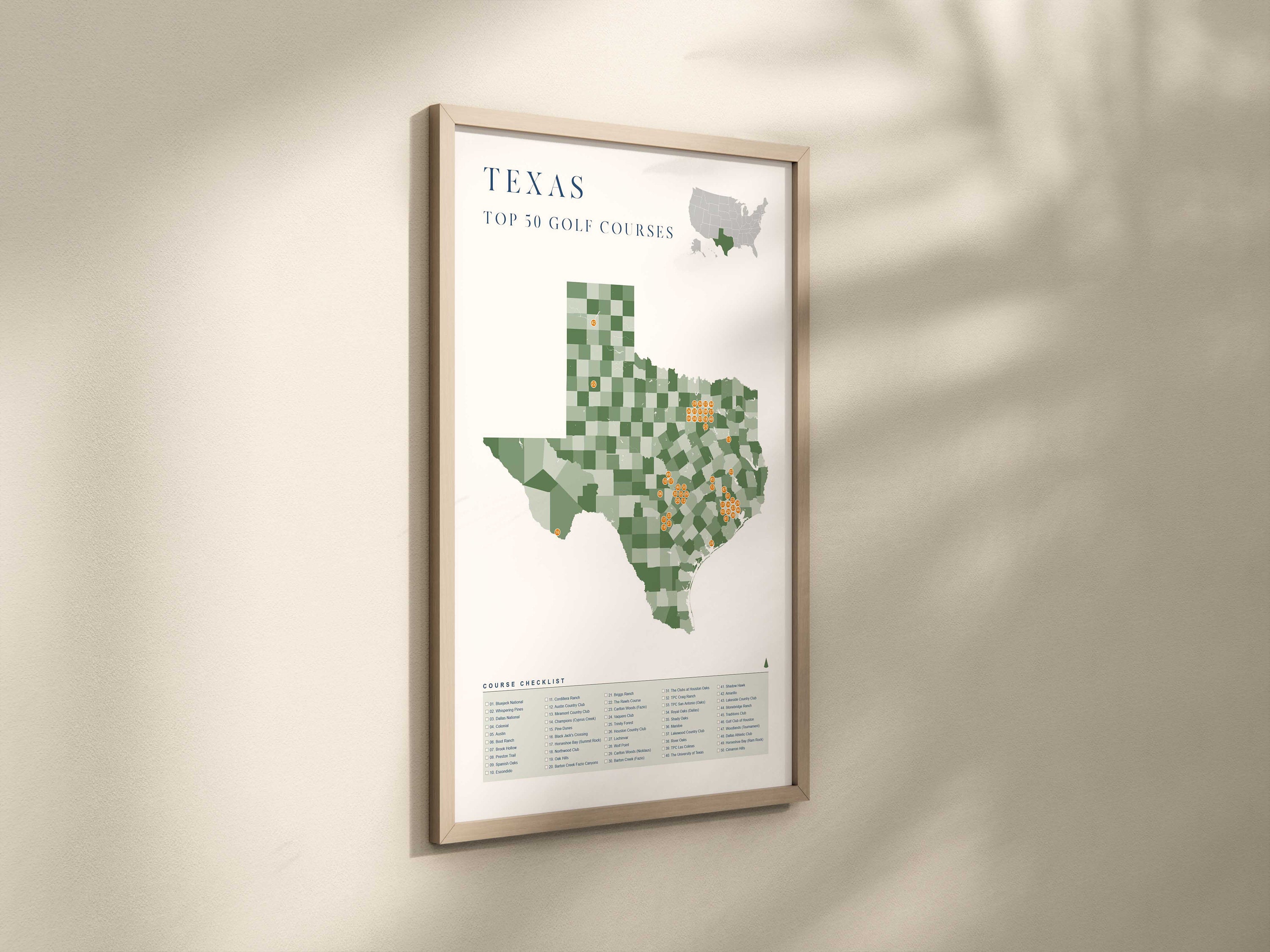 Texas Golf - Green Map of the State's Top 50 Golf Courses - Texan ...