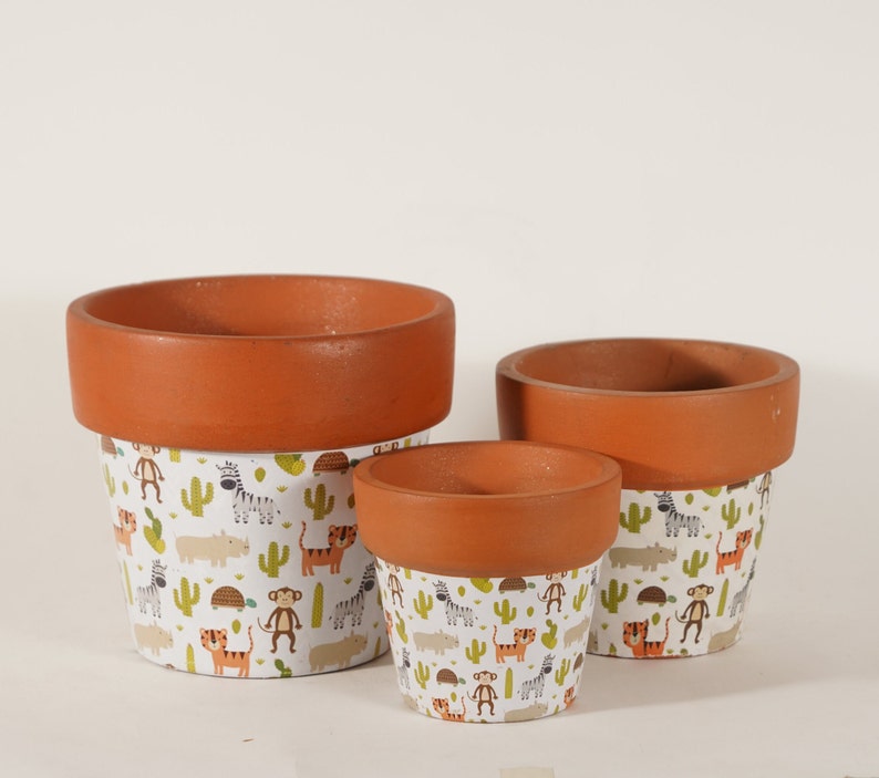 Terracotta Clay Planter Pot - Basica Kids - Animals - Etsy