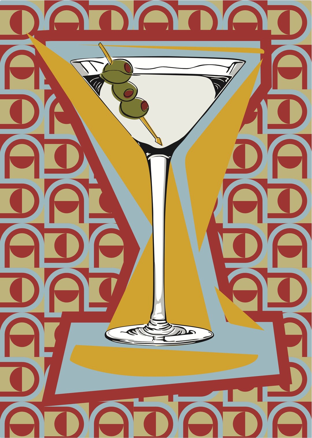 Retro Martini Illustration Print - Etsy