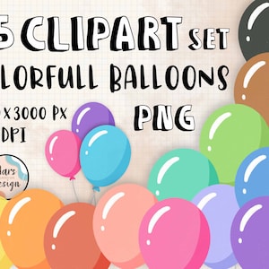 Balloons Clipart in Rainbow Colors, Instant Digital Download,clipart ...
