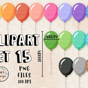 Balloons Clipart in Rainbow Colors, Instant Digital Download,clipart ...