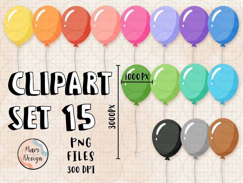 Balloons Clipart in Rainbow Colors, Instant Digital Download,clipart ...