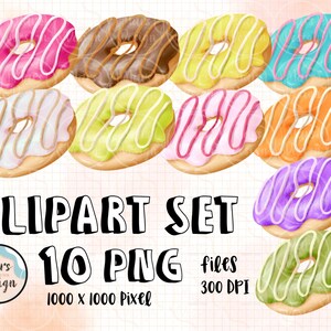 Donuts Clipart in Rainbow Colors, Instant Digital Download,clipart ...
