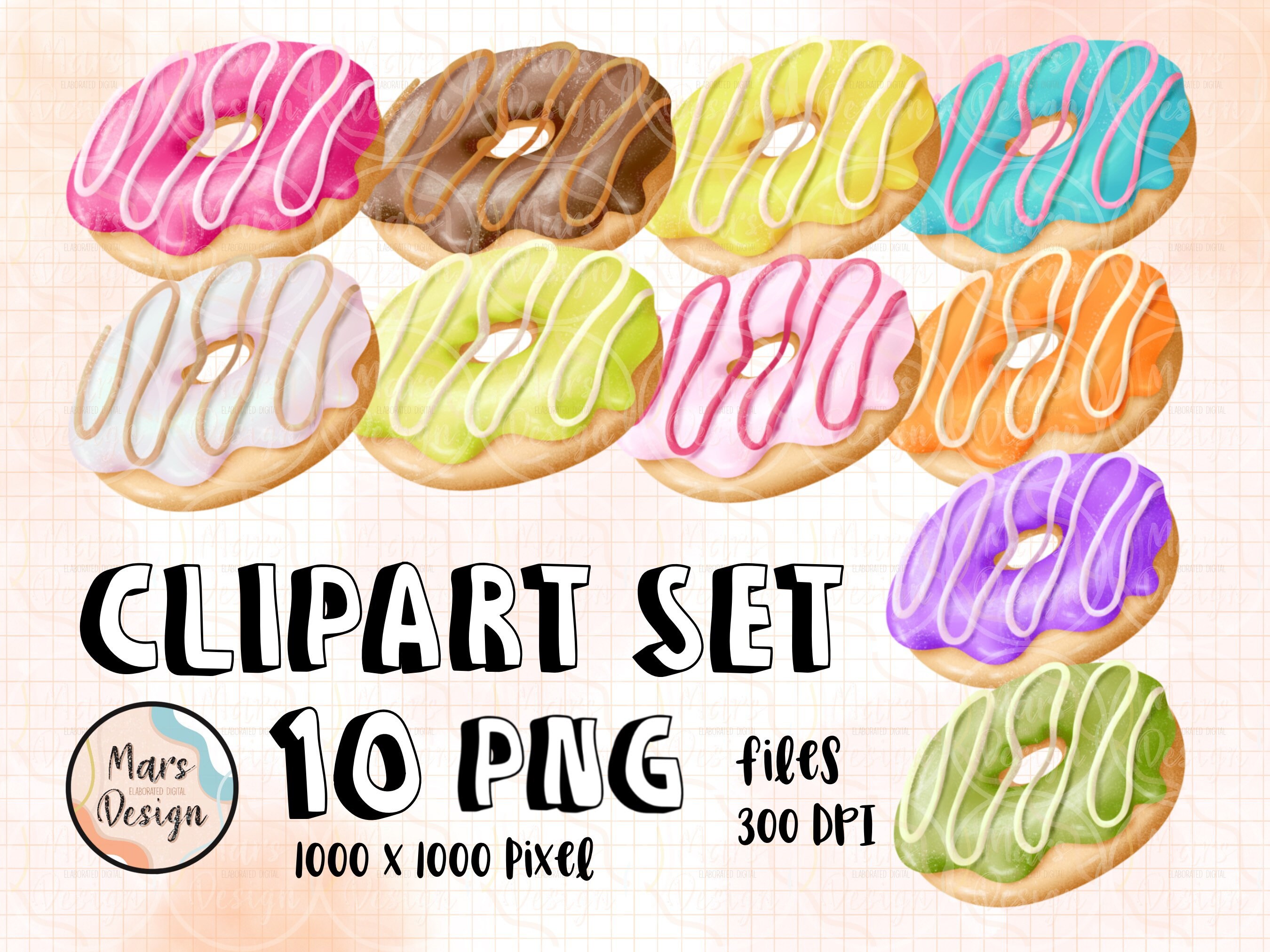 Donuts Clipart in Rainbow Colors, Instant Digital Download,clipart ...