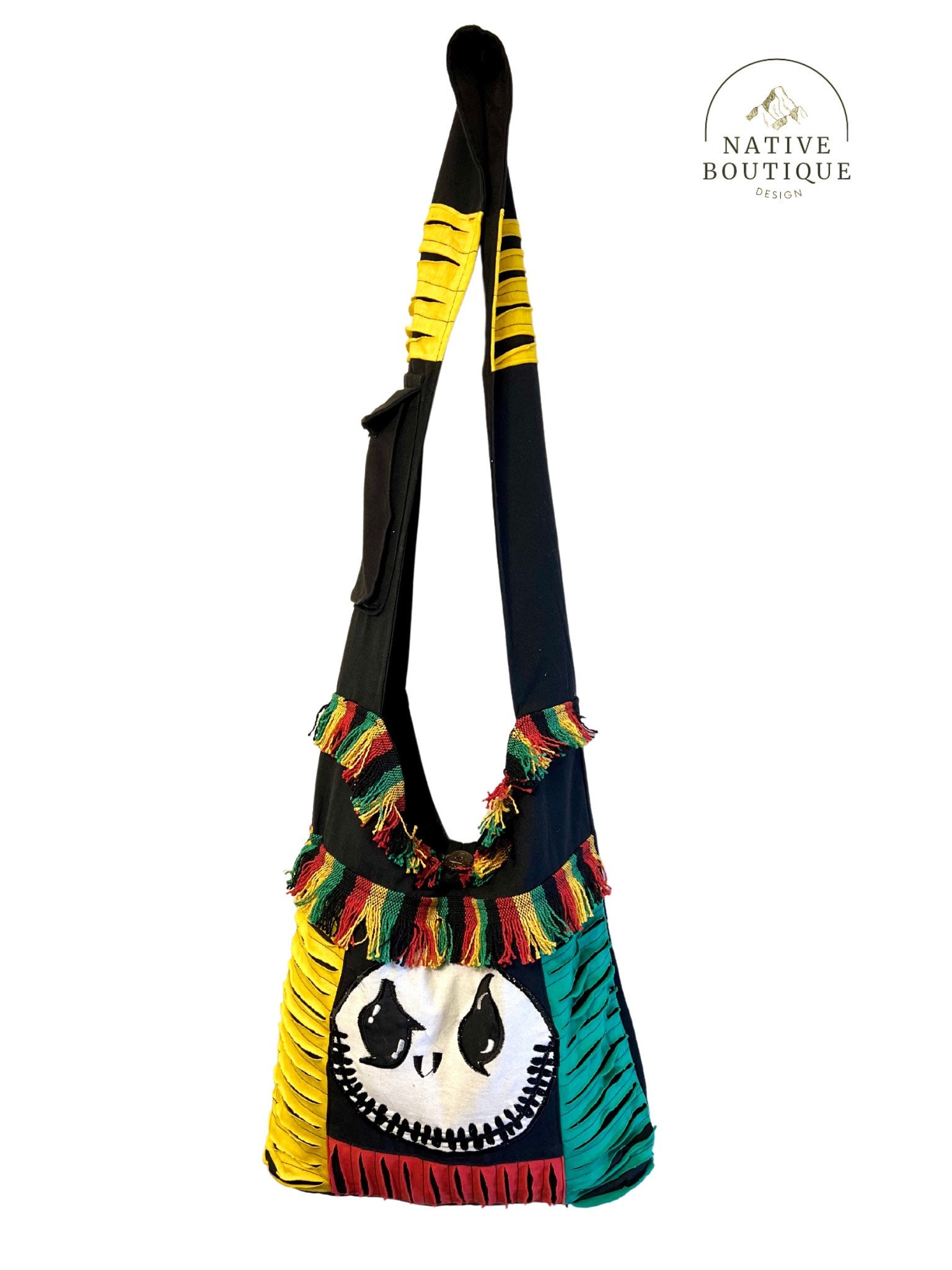 Rasta Fringe Jack the Skeleton Hobo Bag With Strap Pocket Christmas ...