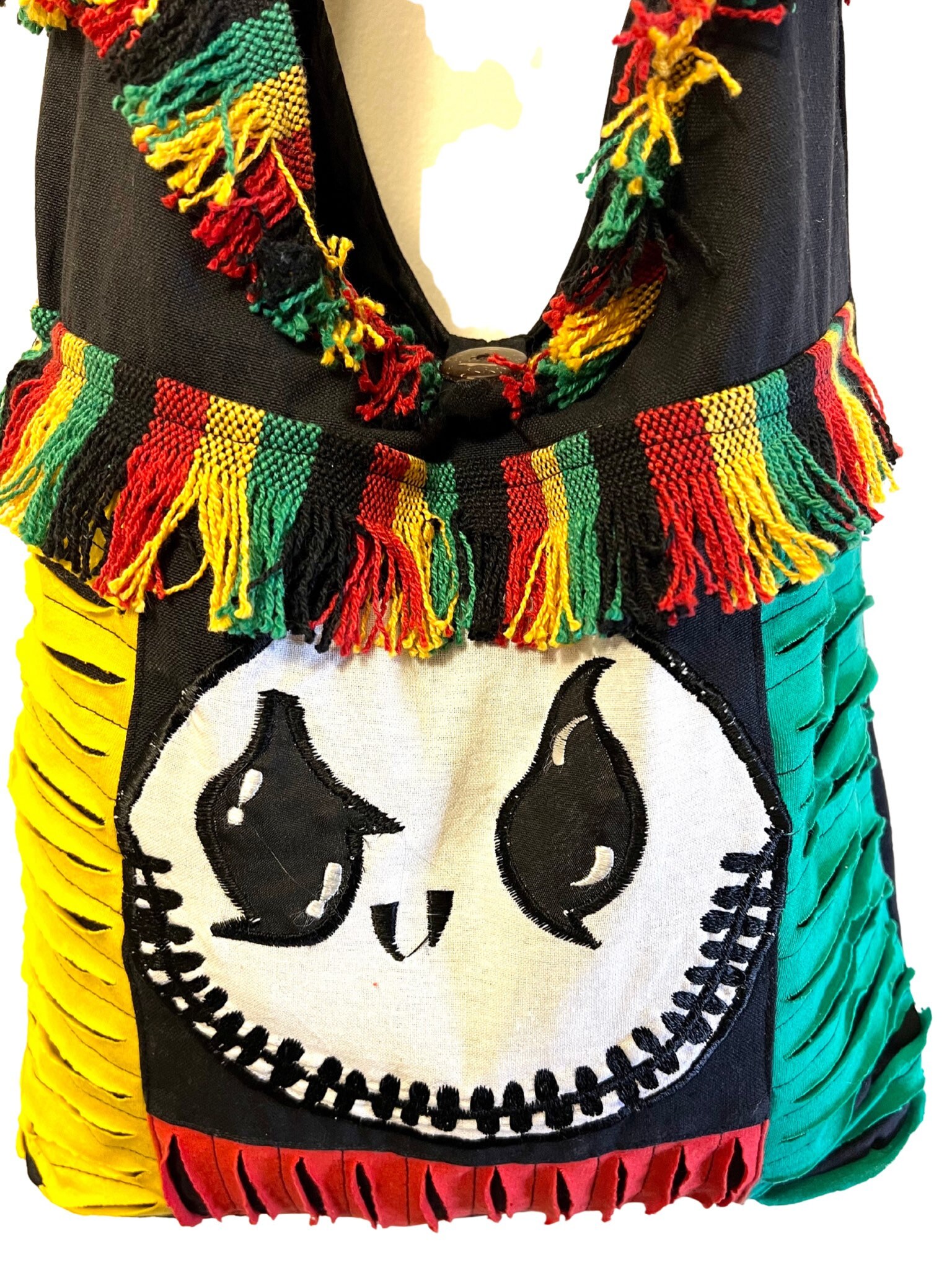 Rasta Fringe Jack the Skeleton Hobo Bag With Strap Pocket Christmas ...