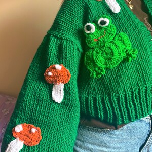 Mushroom Cardigan, Frog Cardigan,oversized Sweater, Knitted Cardigan ...