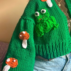 Mushroom Cardigan, Frog Cardigan,oversized Sweater, Knitted Cardigan ...