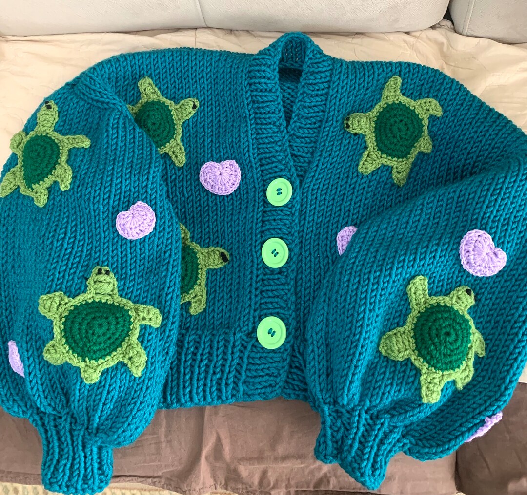 Sea Turtle Cardigan, Sea Life Cardigan, Oversized Sweater, Cute ...