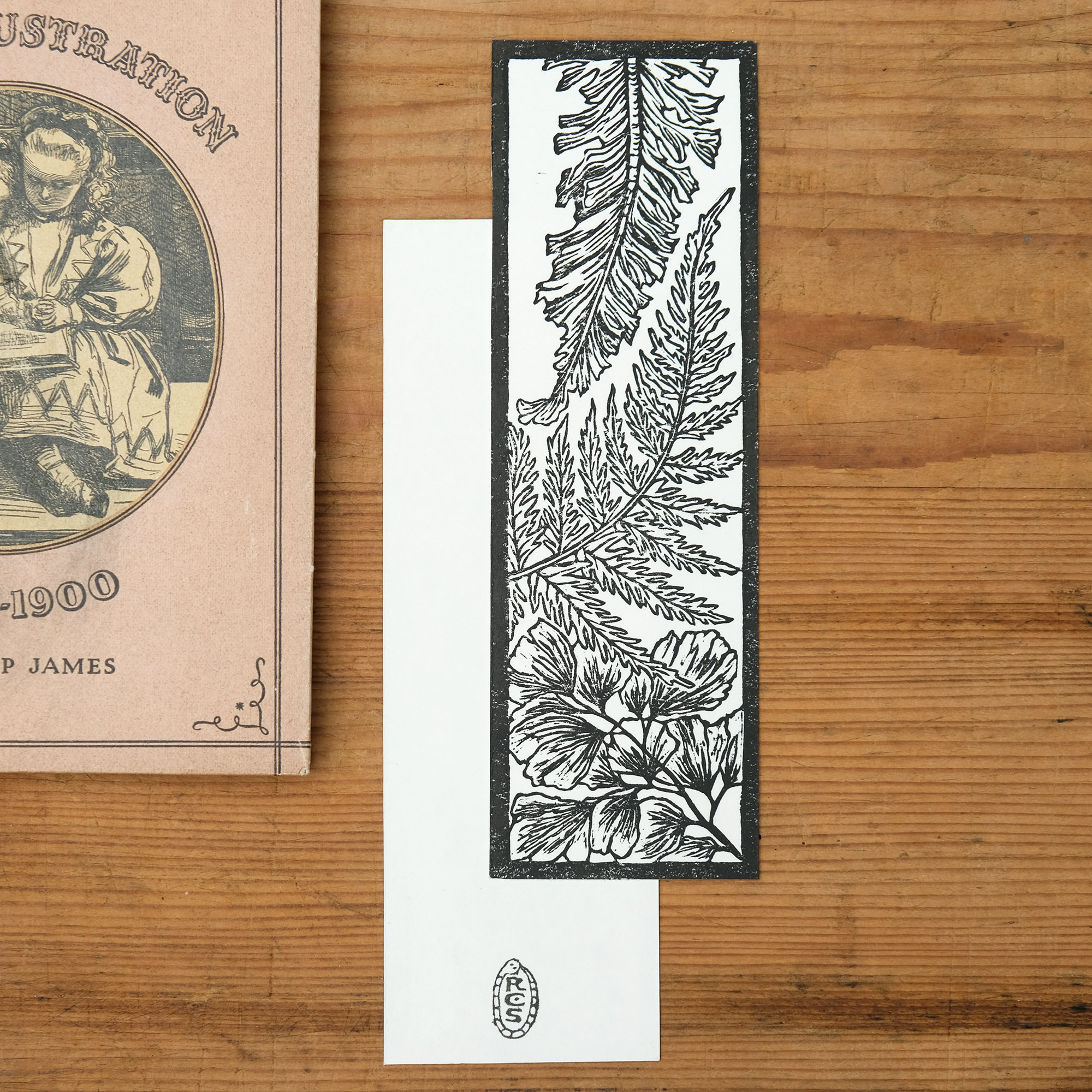 Fern Lino Print Bookmark, Original Victorian Style Handmade Stationery ...
