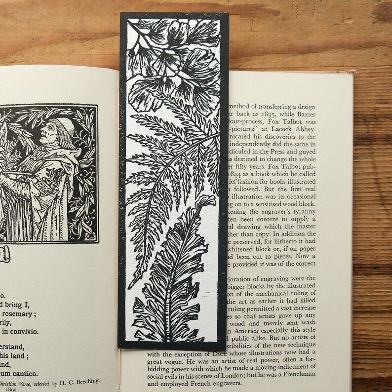 Fern Fever Lino Print Bookmark, Original Victorian Style Handmade ...