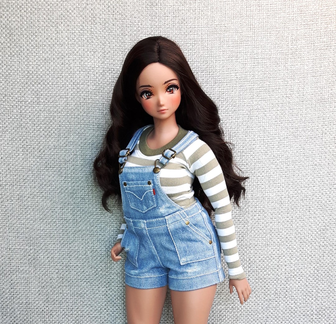 Pear Body Smart Doll Ripped Denim Short Overalls - Etsy