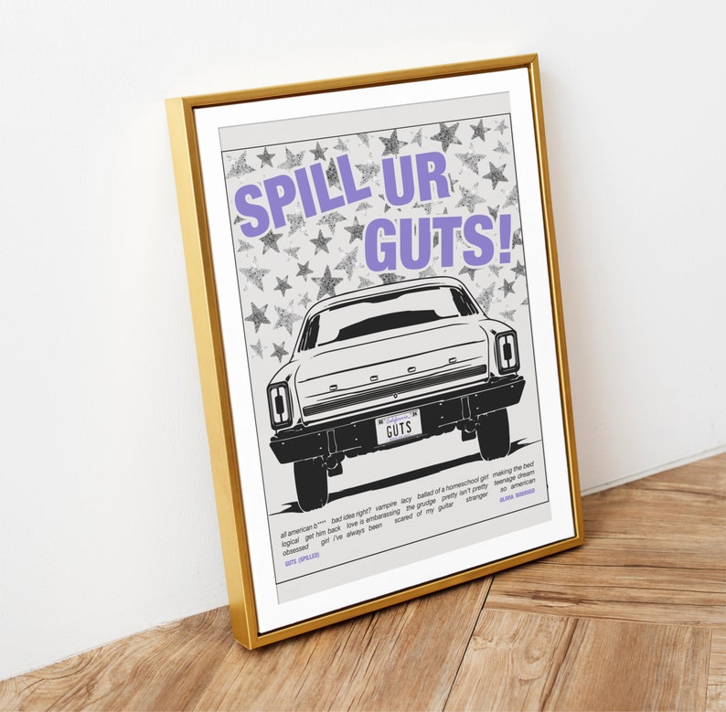 GUTS Album Poster Olivia Rodrigo Art Print Guts spilled Wall Art ...