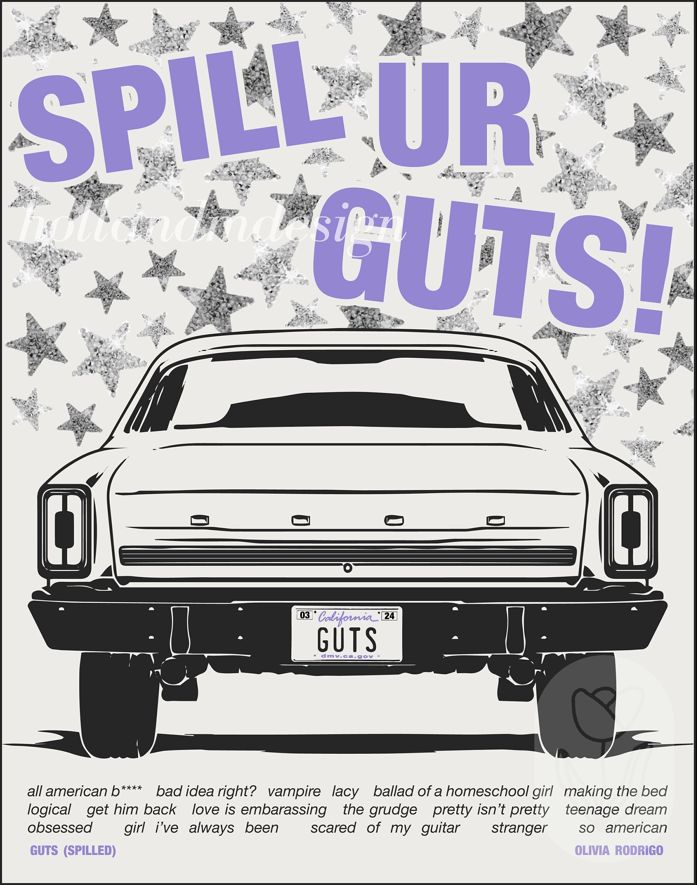 Spill Ur Guts World Tour Poster, Guts spilled Art Print, Olivia Rodrigo ...