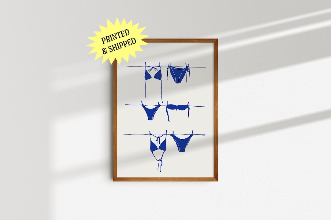 Navy Blue Bikini Print, UNFRAMED PHYSICAL PRINT, Giclée Fine Art Print ...