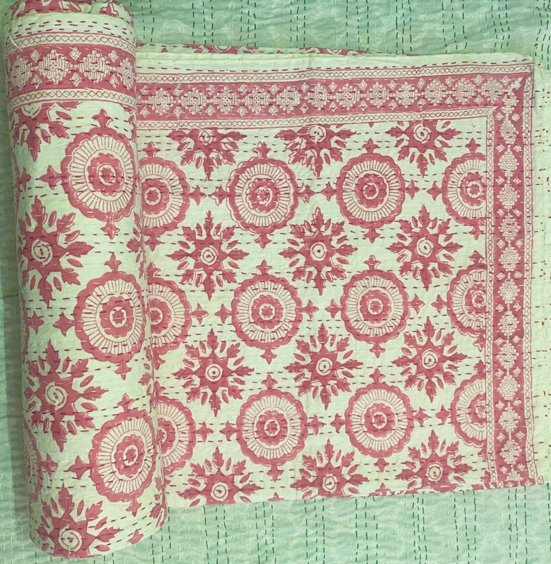 Pink and White Quilt Modern Pink Quilt Full Size Roller Rabbit | Etsy