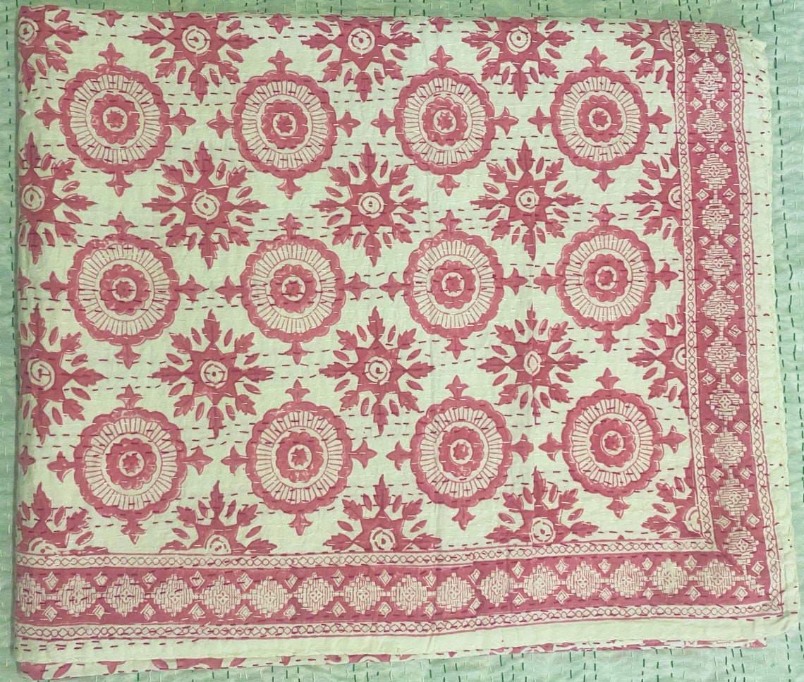 Pink and White Quilt Modern Pink Quilt Full Size Roller Rabbit - Etsy