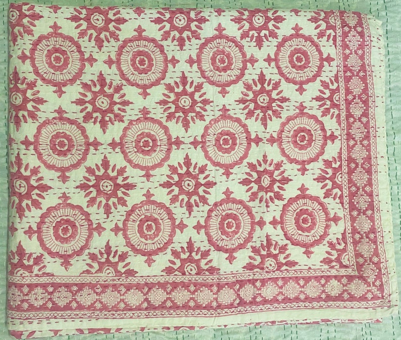 Pink and White Quilt Modern Pink Quilt Full Size Roller Rabbit | Etsy