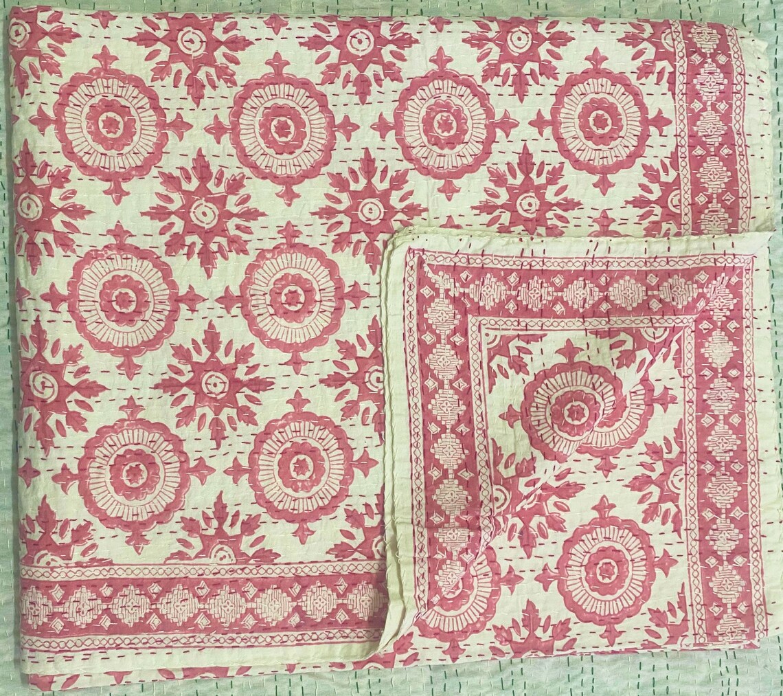 Pink and White Quilt Modern Pink Quilt Full Size Roller Rabbit - Etsy