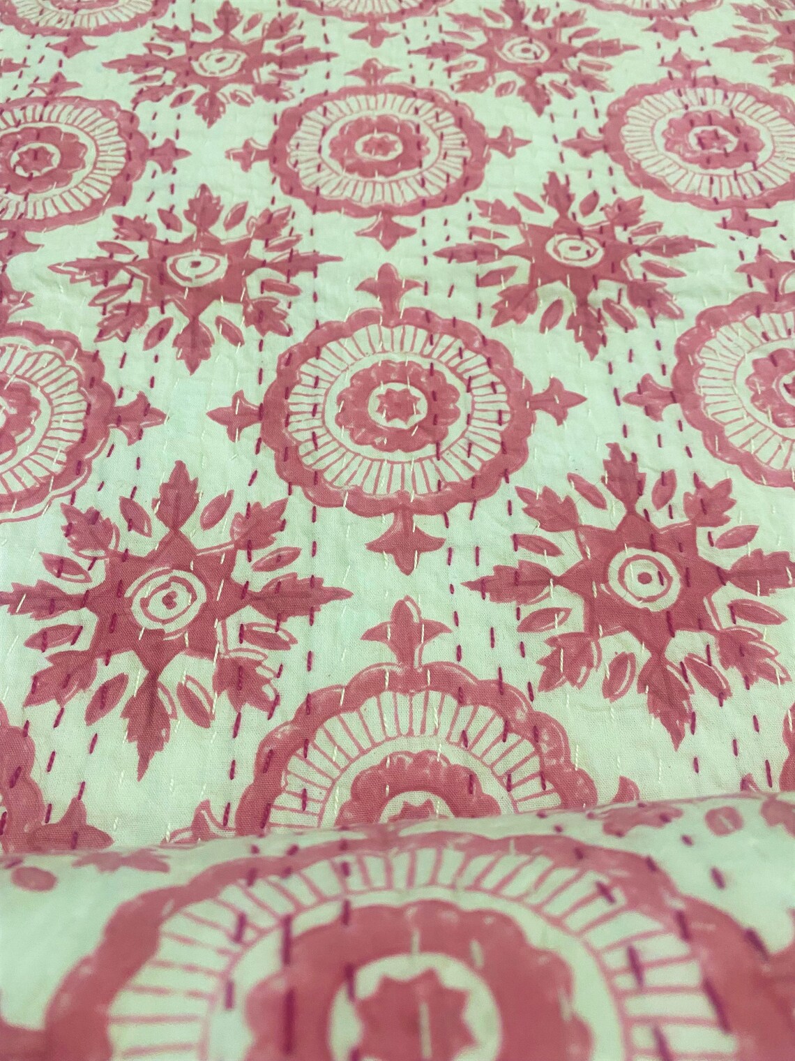 Pink and White Quilt Modern Pink Quilt Full Size Roller Rabbit | Etsy