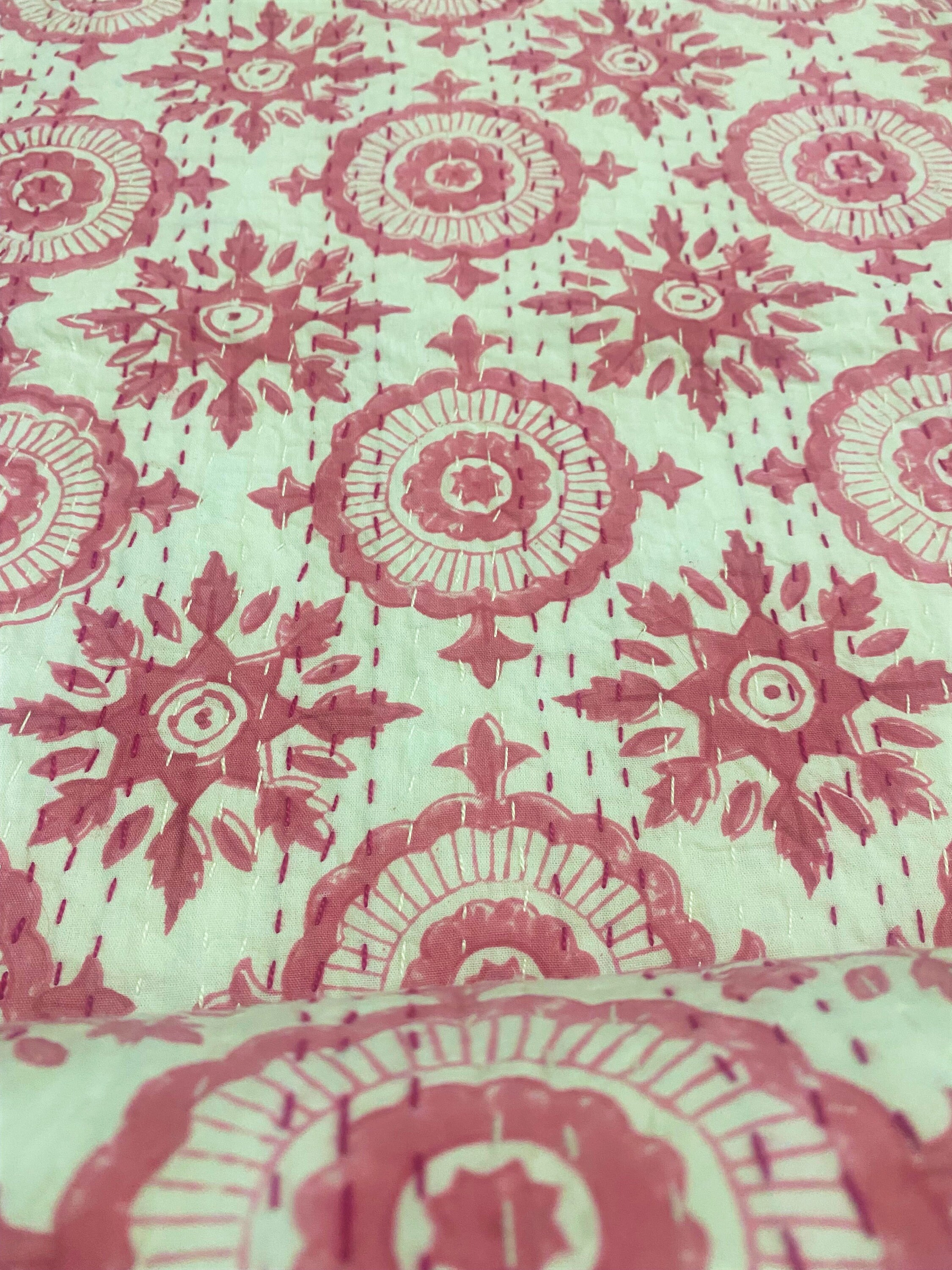 Pink and White Quilt Modern Pink Quilt Full Size Roller Rabbit - Etsy