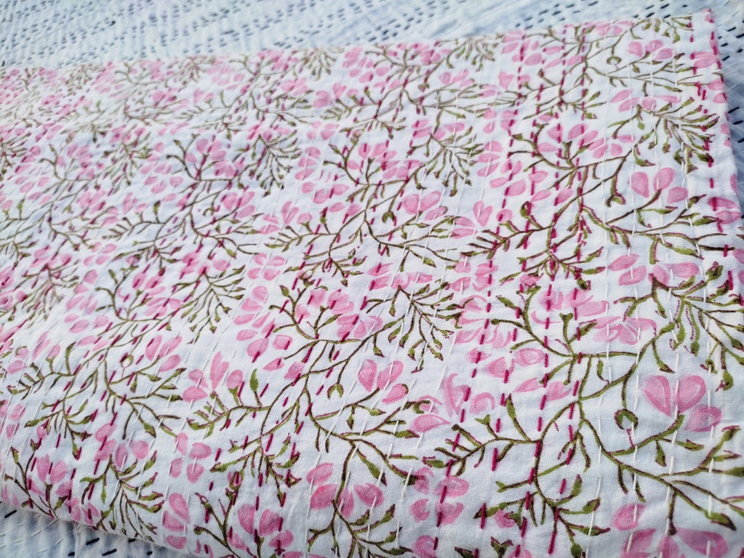 Handmade Kantha Quilt Patterns Handmade Kantha Quilt King Size Pink ...