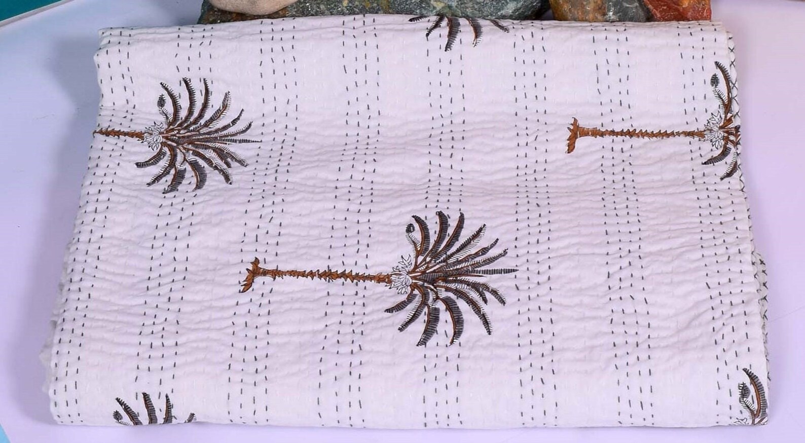 Palm Tree Kantha Palms Tree Quilt Block Print Palm Tree Queen - Etsy