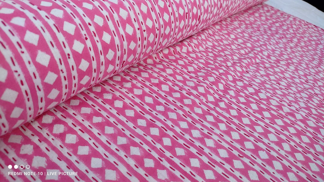 Pink Quilt Queen Full Size Pink Block Print Quilt Bedding Bedspread ...