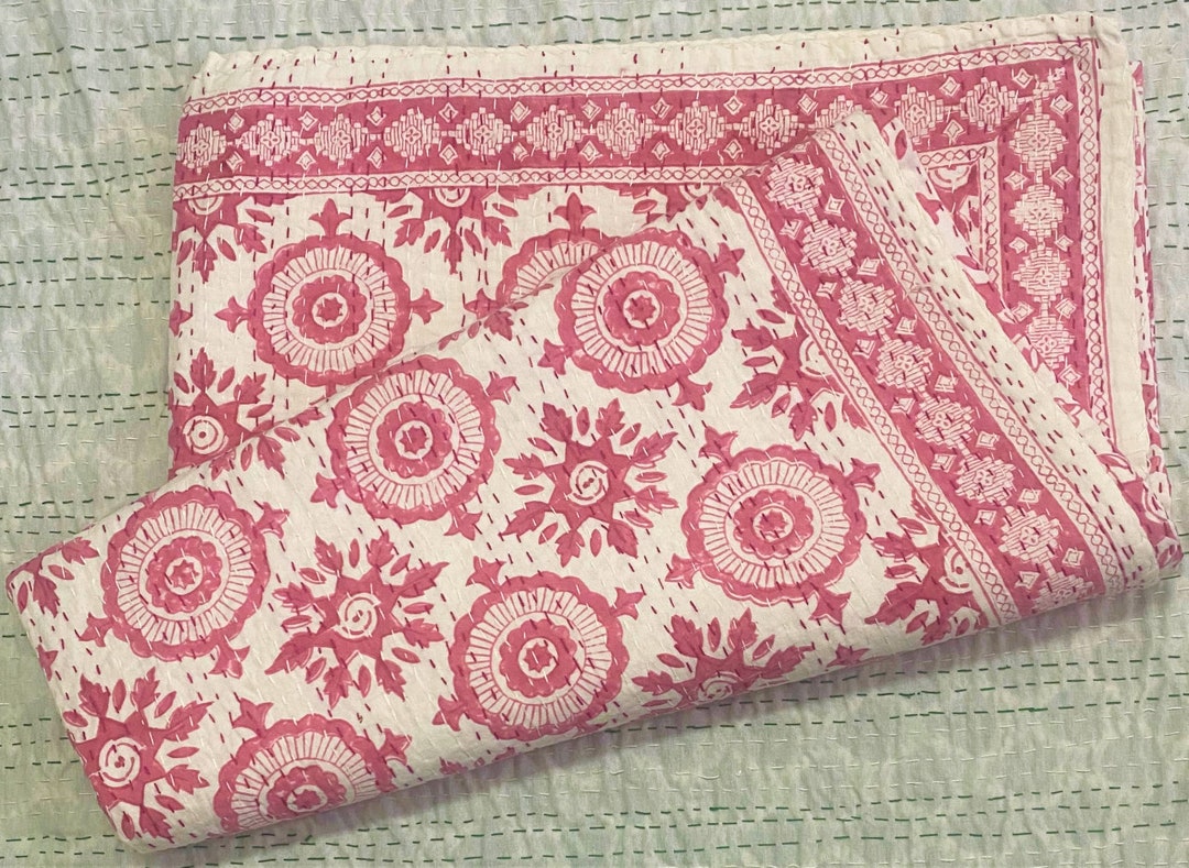 Pink and White Quilt Modern Pink Quilt Full Size Roller Rabbit Pink ...