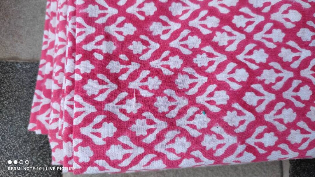 Hand Block Pink Printed Cotton Fabric Pink Block Print Fabric Soft Pink ...