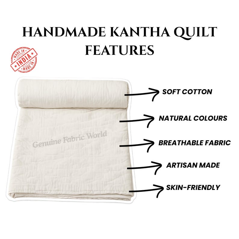 Handmade Indigo Blue Indian Handmade Block Print Kantha Quilt - Pure ...