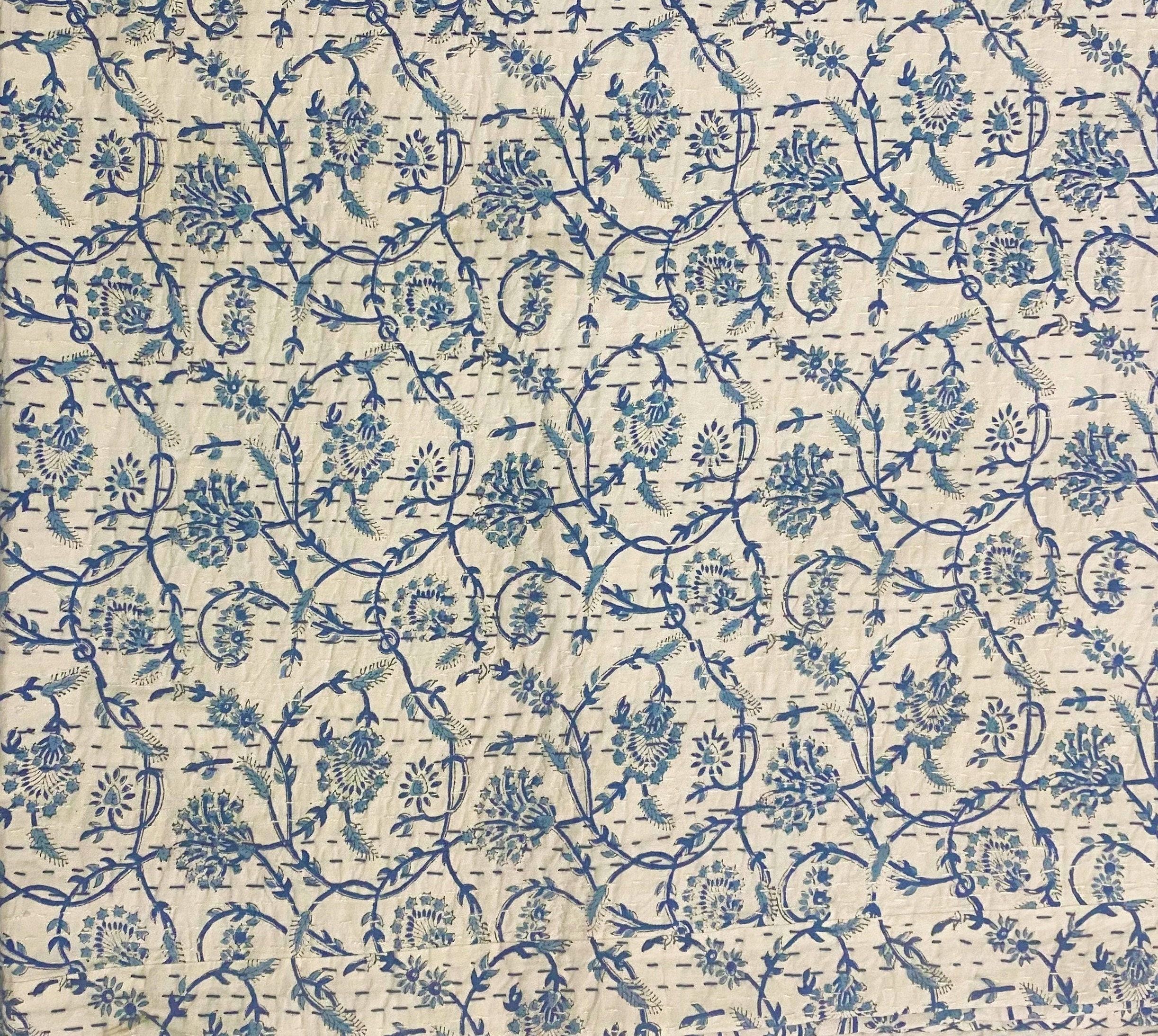 Indian Floral Print Quilt Hand Stitched Pure Cotton Quilt - Etsy