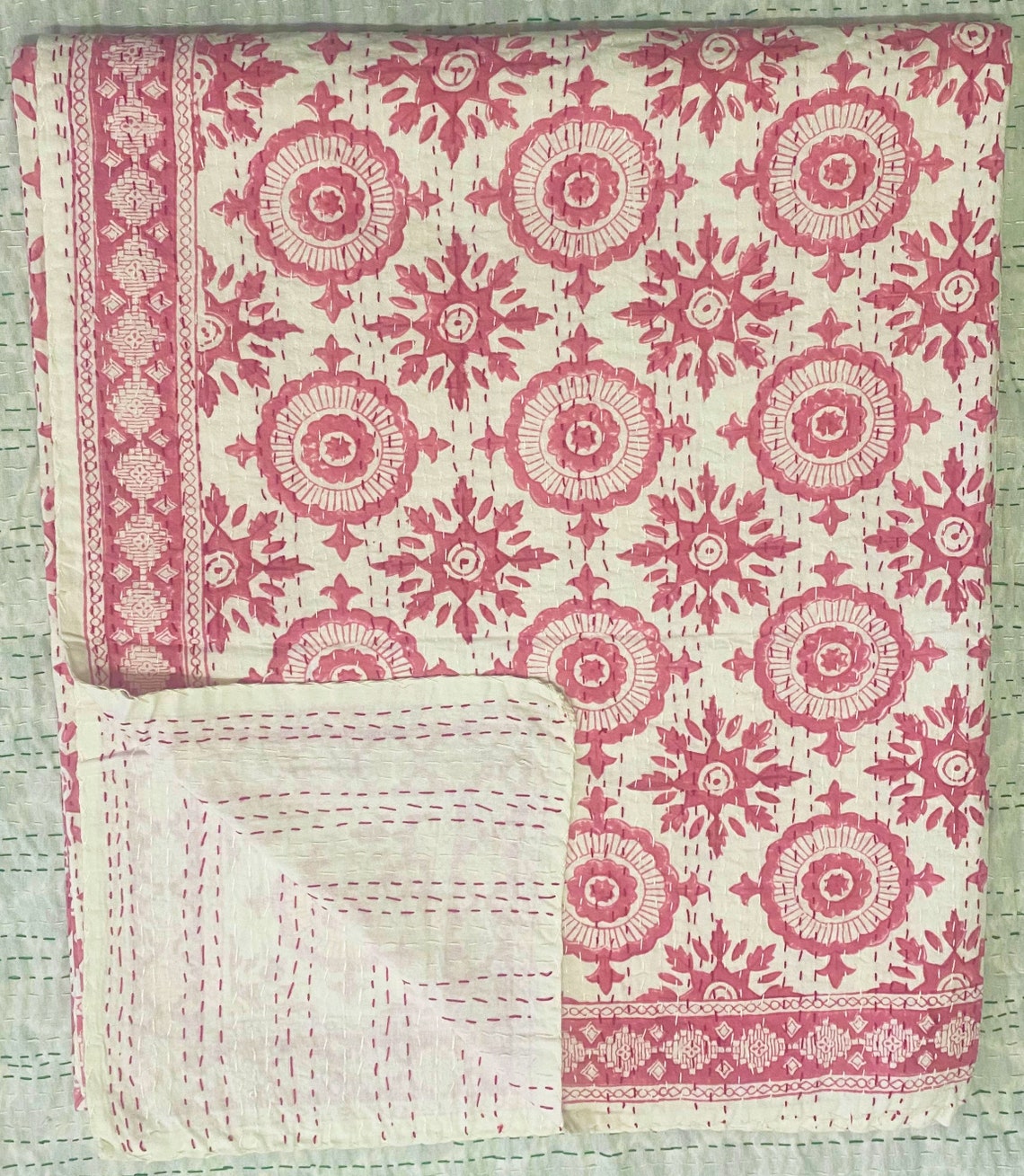 Pink and White Quilt Modern Pink Quilt Full Size Roller Rabbit - Etsy