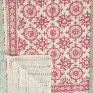 Pink and White Quilt Modern Pink Quilt Full Size Roller Rabbit | Etsy