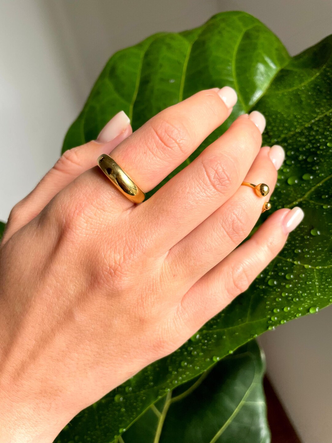 14k Gold Plated Dome Ring Thumb Signet Wedding Ring Elegant Gold ...