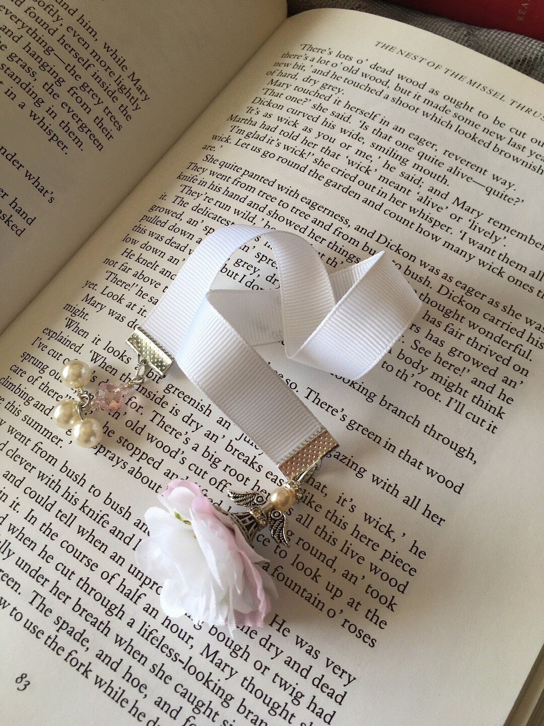 Angel and Pearls Heirloom Ribbon Bookmark - Etsy